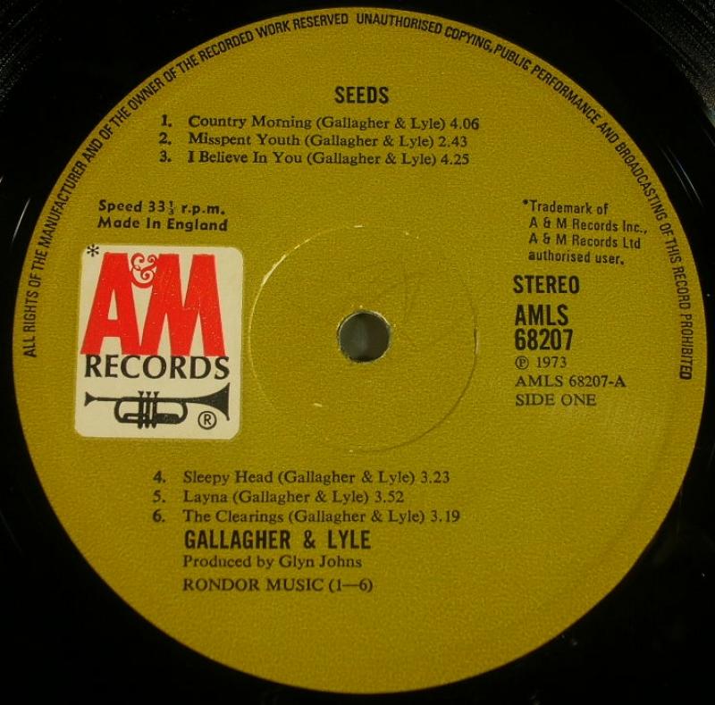 Gallagher & Lyle /Seeds レコード通販・買取はサウンドファインダー