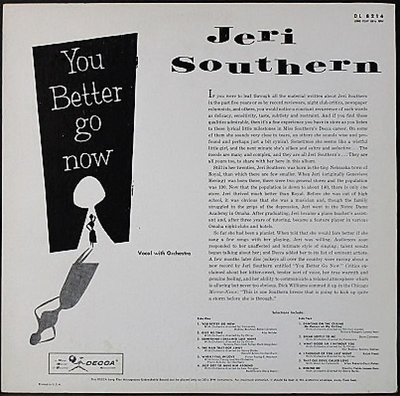 Jeri Southern /You Better Go Now レコード通販・買取はサウンドファインダー