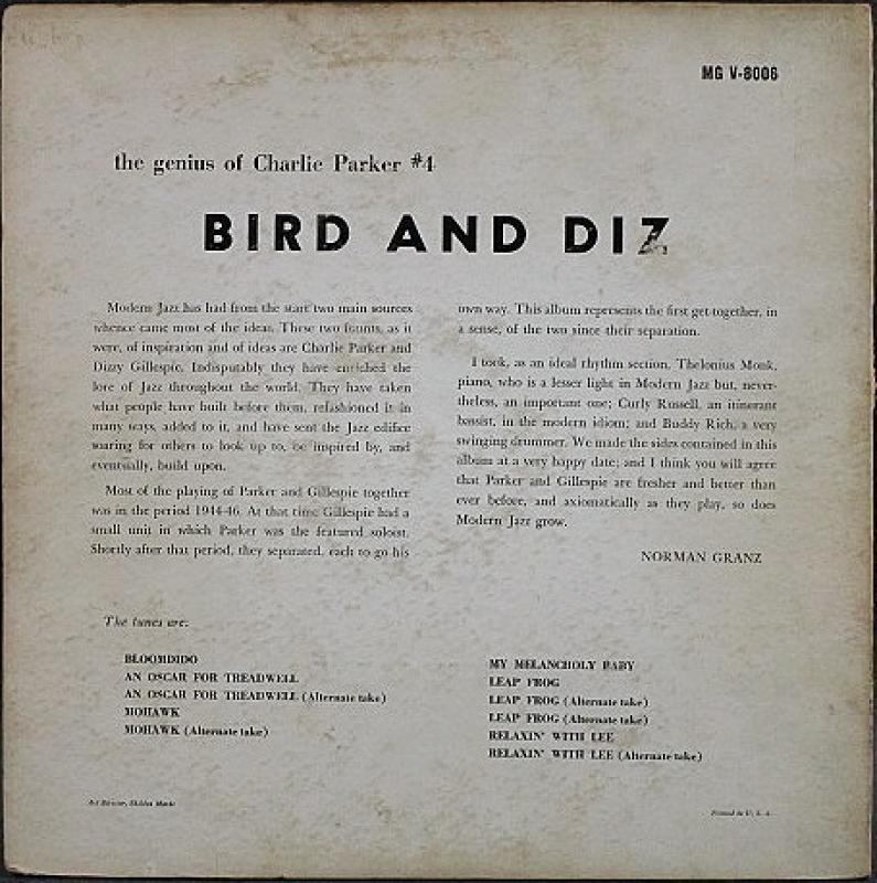 Charlie Parker & Dizzy Gillespie /Bird And Diz レコード通販・買取はサウンドファインダー