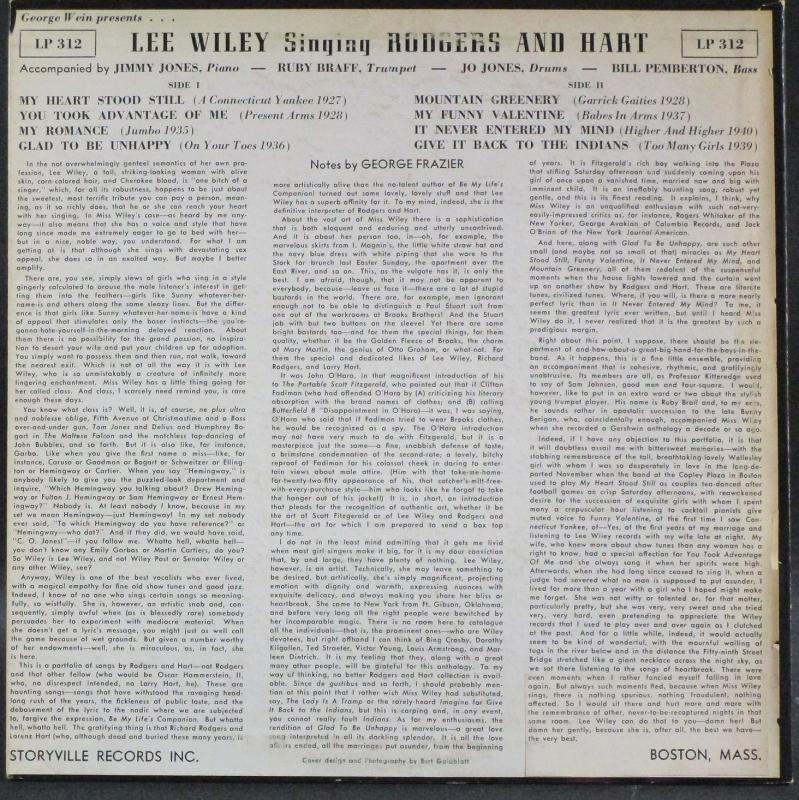 Lee Wiley/Lee Wiley Sings Rodgers & Hart レコード通販・買取はサウンドファインダー