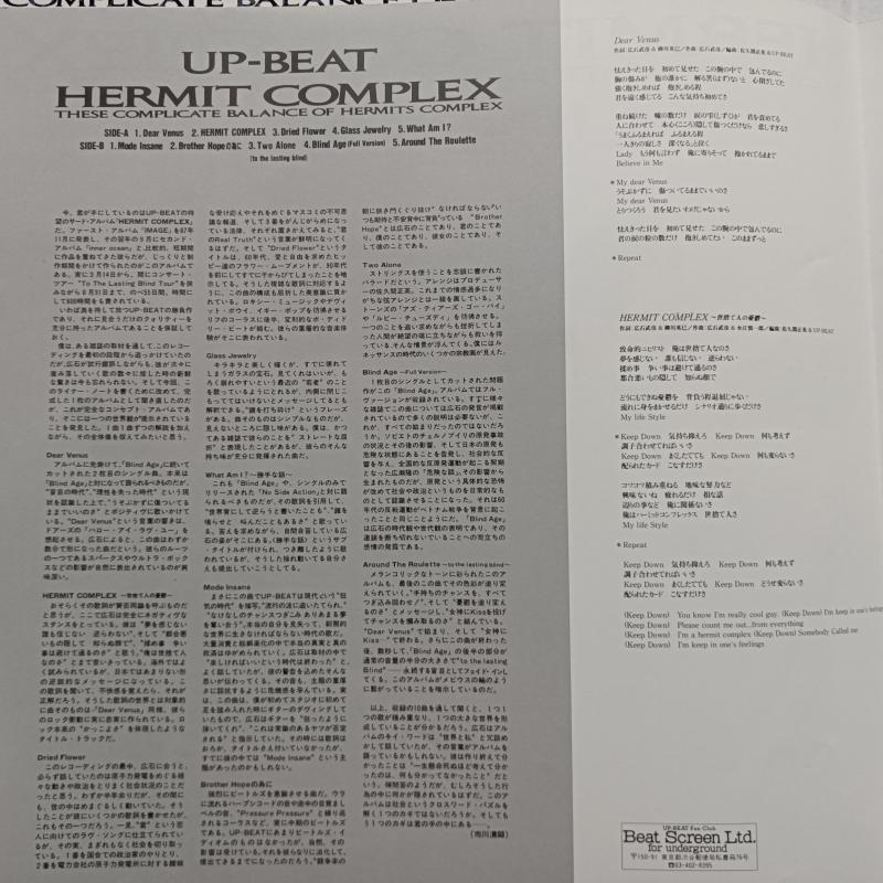 UP-BEAT/HERMIT COMPLEX レコード通販・買取はサウンドファインダー