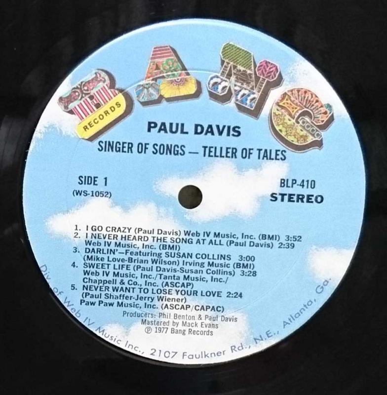 PAUL DAVIS/Singer Of Songs-Teller Of Tales レコード通販・買取はサウンドファインダー