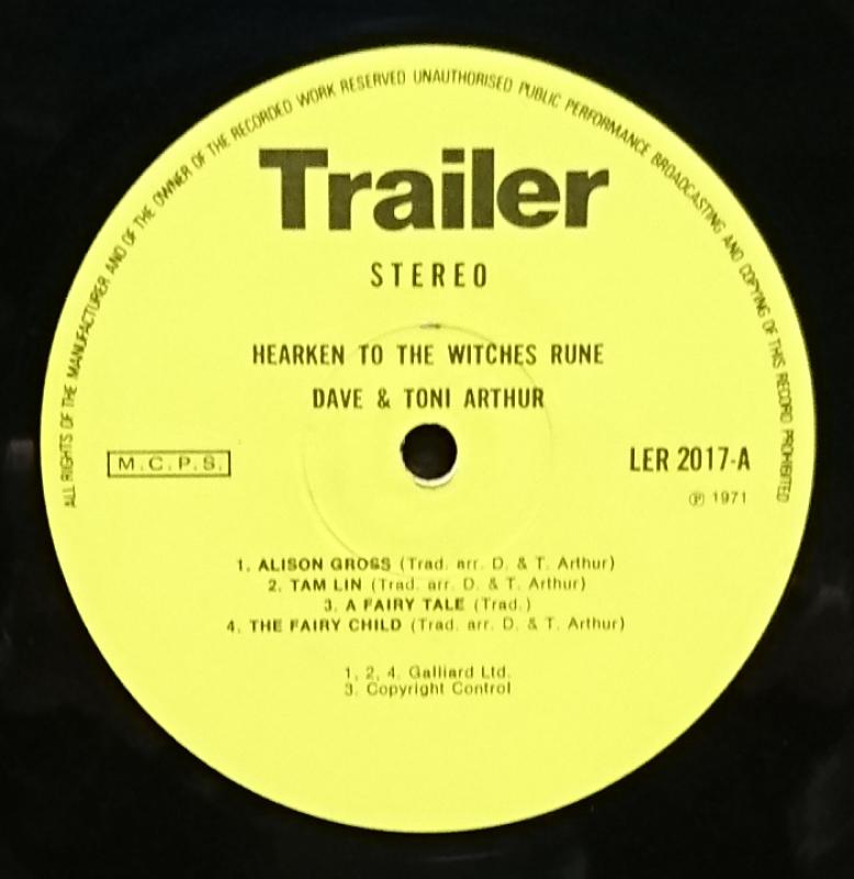 DAVE AND TONI ARTHUR/Hearken To The Witches Rune レコード通販・買取はサウンドファインダー
